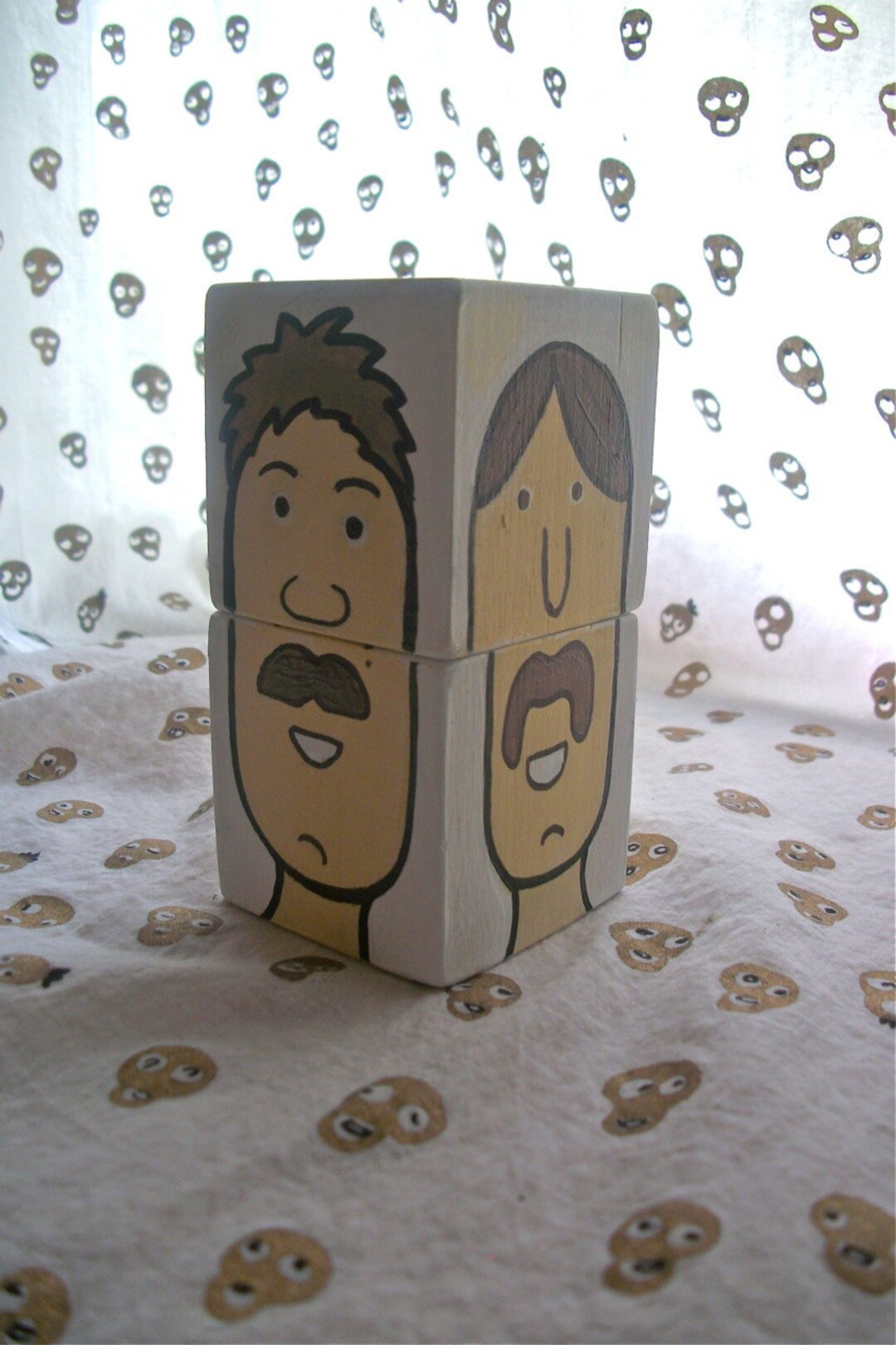 Build A Man Mustache 2 Block Set Hand Painted by Debbie is - Etsy