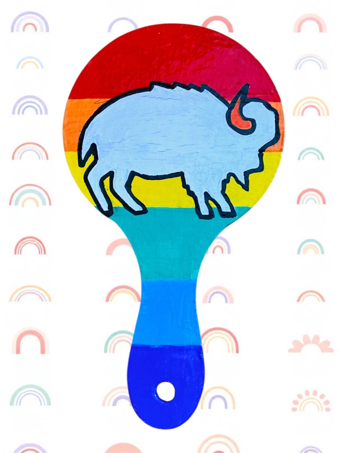 Buffalo Gay Pride Trans Rights Hand Mirror Hand Painted Gift Rainbow ...