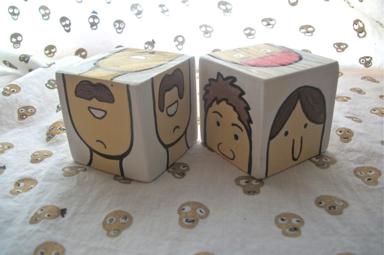 Build A Man Mustache 2 Block Set Hand Painted by Debbie is | Etsy