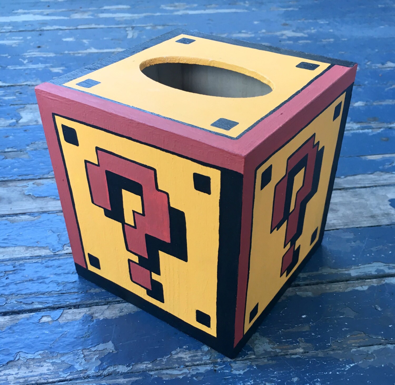 Mystery Block Tissue Box Mario Hand Painted Nintendo Geekery 8 - Etsy