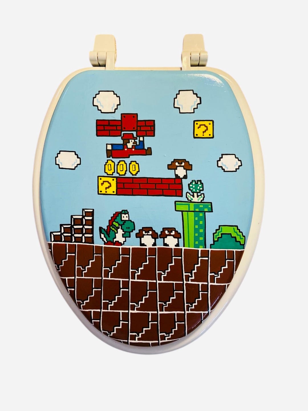 Hand Painted Mario Bros. Toilet Seat: 8-bit Nintendo Decor - Etsy