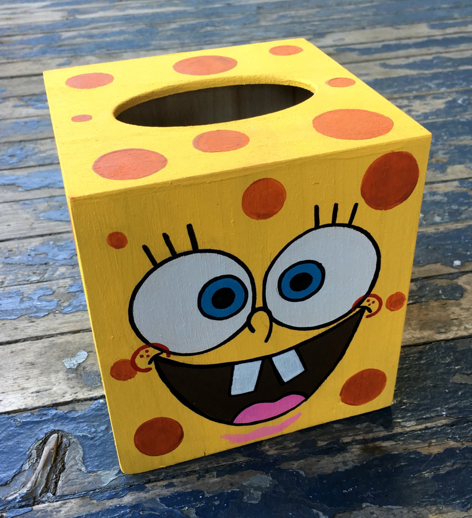 Sponge Bob Squarepants Tissue Box Hand Painted Spongebob - Etsy