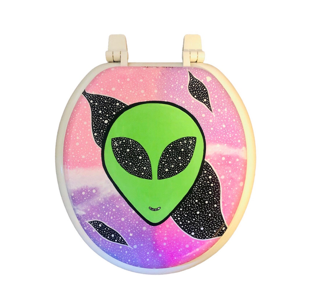 Alien Space Hand Painted Toilet Seat Stay Weird Bathroom Wall Decor ...