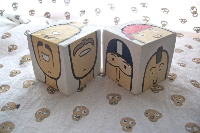 Build A Man Mustache 2 Block Set Hand Painted by Debbie is - Etsy