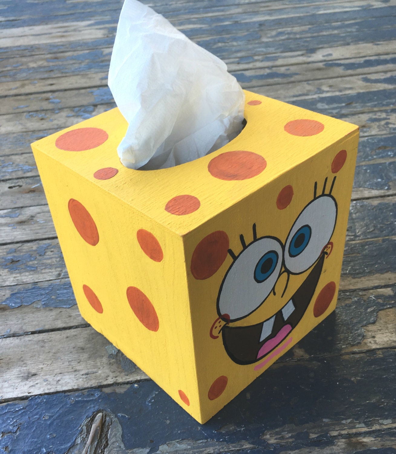 Sponge Bob Squarepants Tissue Box Hand Painted Spongebob - Etsy