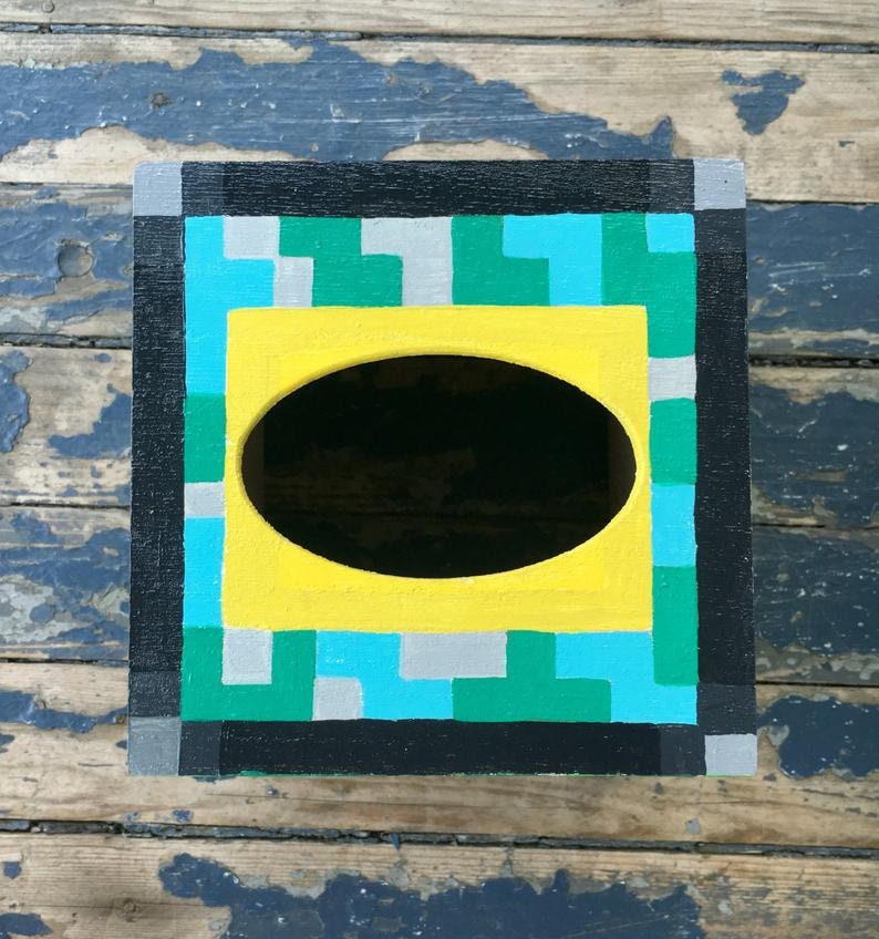Hand Painted Tissue Box Pixelated Sandbox Video Game Arcade Video Fun ...