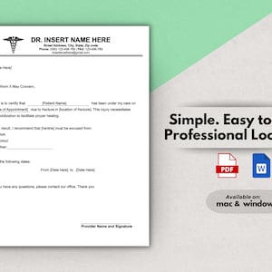 Fillable Doctors Note for Work, Doctor Excuse Note Due to Fracture ...