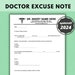 Doctors Excuse Note for Work Editable Emergency Excuse Note Sick Leave ...