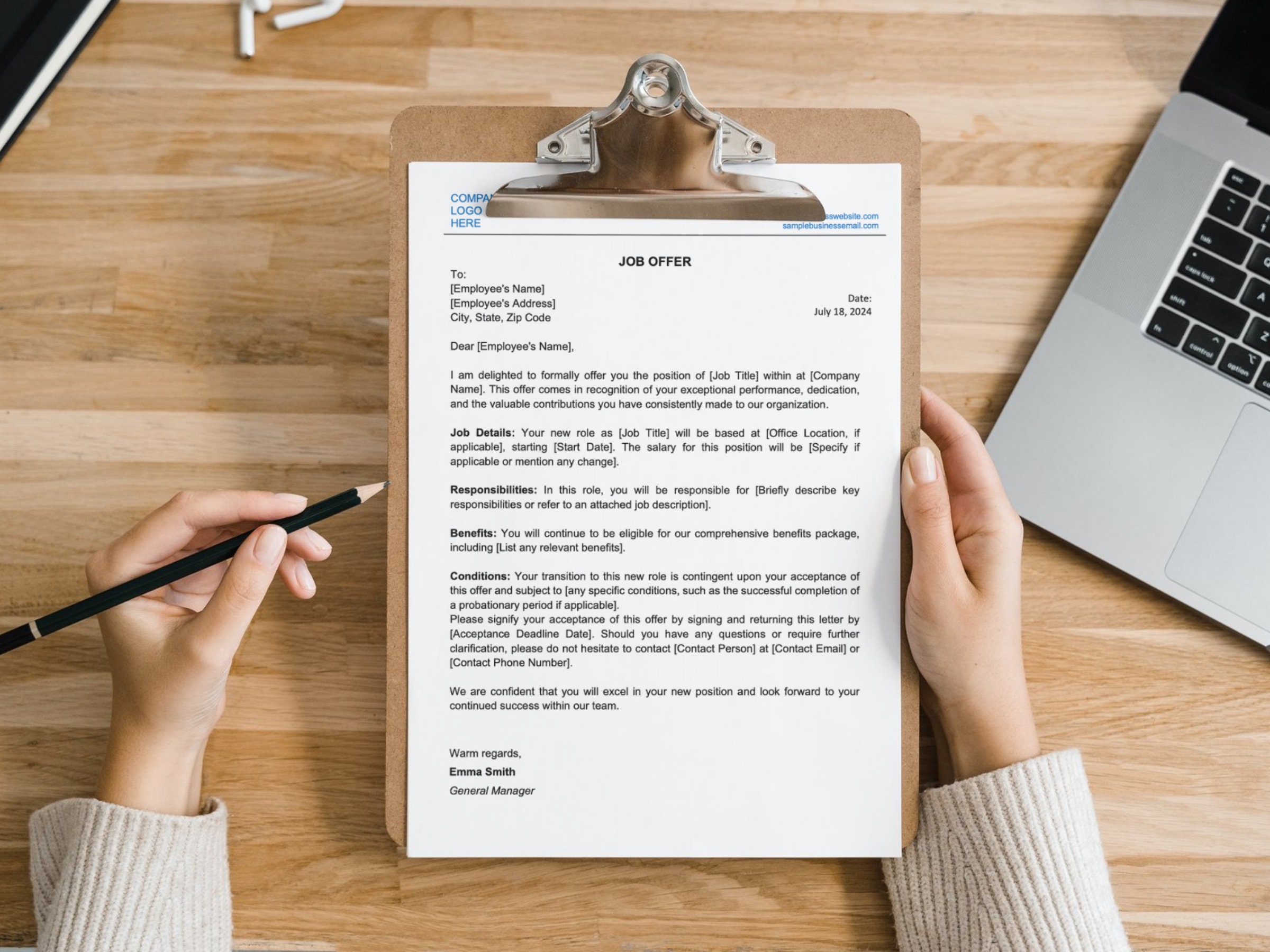 Professional Job Offer Letter Template: Editable US Letter (microsoft ...