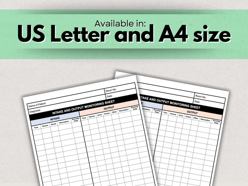 Intake and Output Monitoring Sheet, ICU Nursing Monitoring Sheet, Med ...