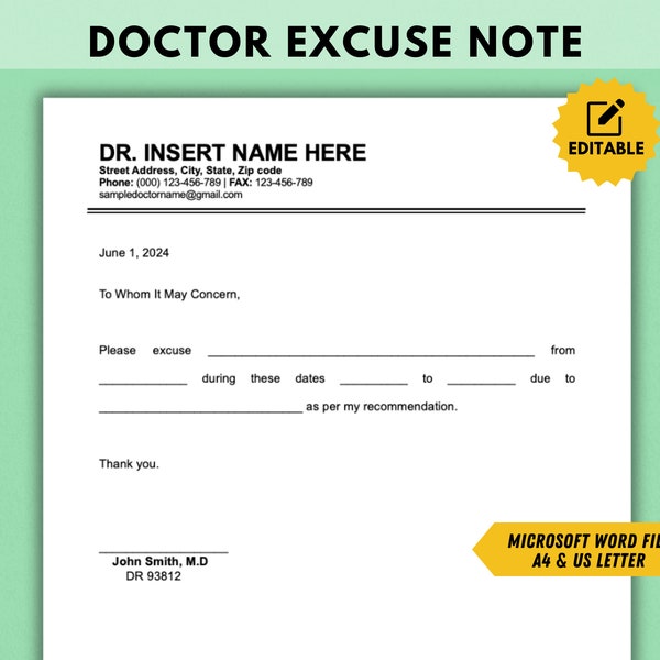 Dr. Note With Signature - Etsy