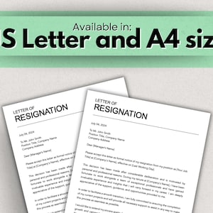 Professional Resignation Letter Template: Editable Microsoft Word (A4 ...