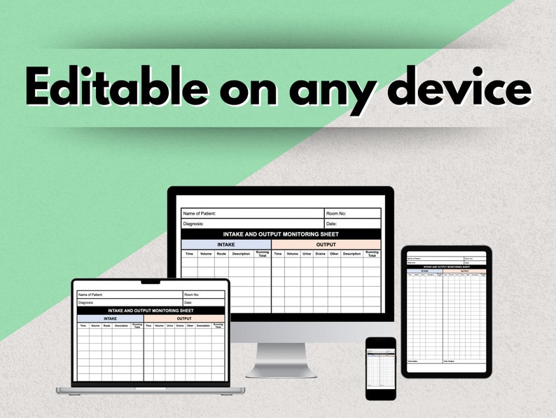 Intake and Output Monitoring Sheet, ICU Nursing Monitoring Sheet, Med ...