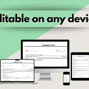 Promissory Note Template for Loans, Promissory Note for Debt Promissory ...