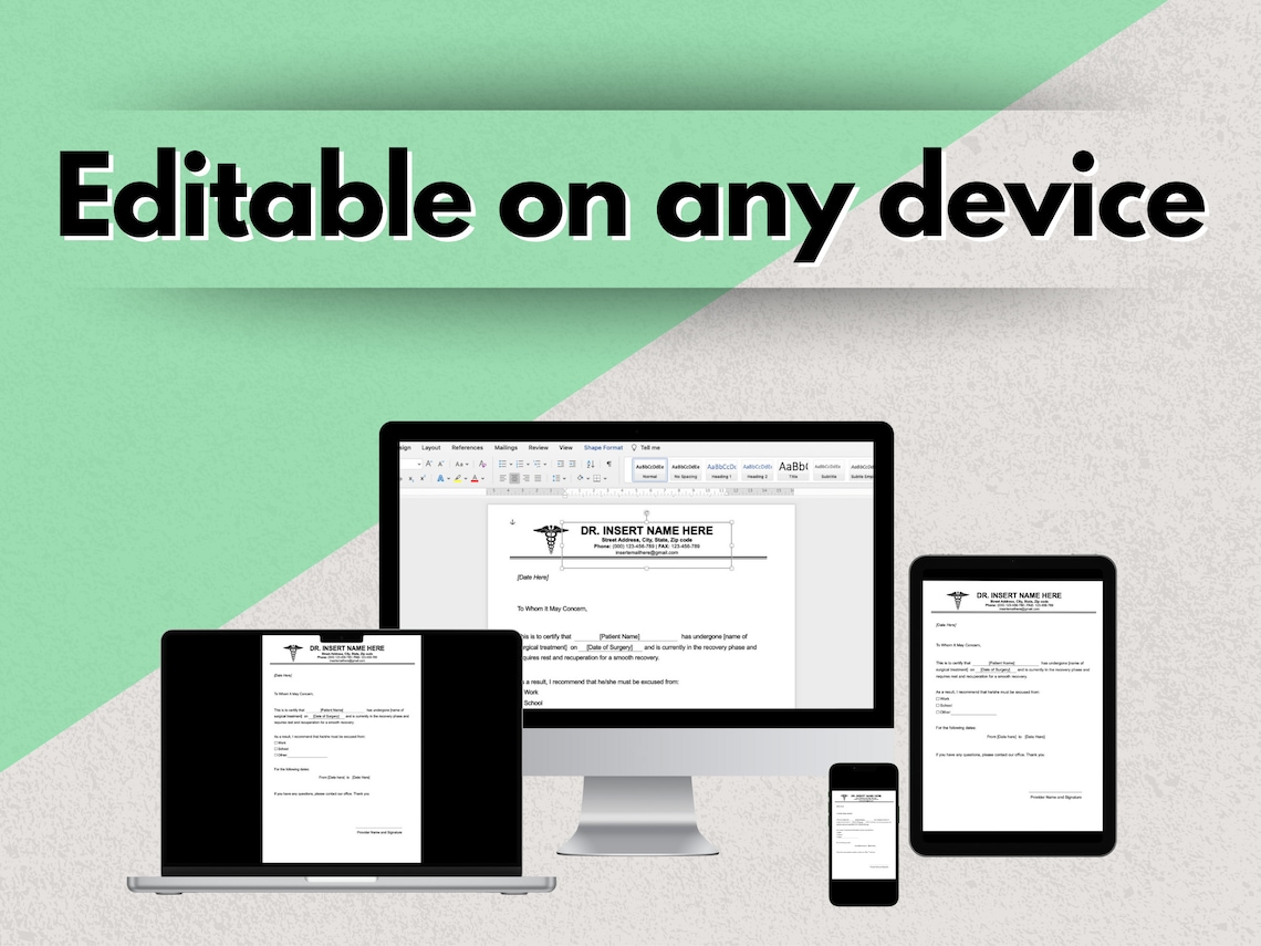 Fillable Doctor Excuse Note Due to Surgery, Doctors Note for Work ...