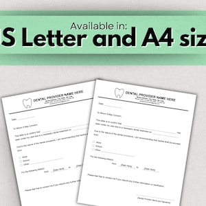 Dentist Excuse Note Template Dental Medical Excuse Note Instant ...