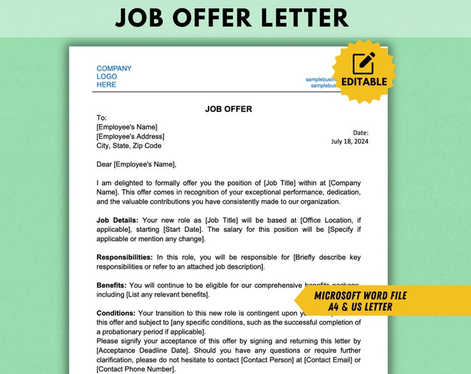 Job Offer Letter Professional Job Offer Letter Template Google Docs ...