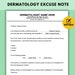 Dermatology Excuse Note Template Dermatologist Doctor Medical Excuse ...