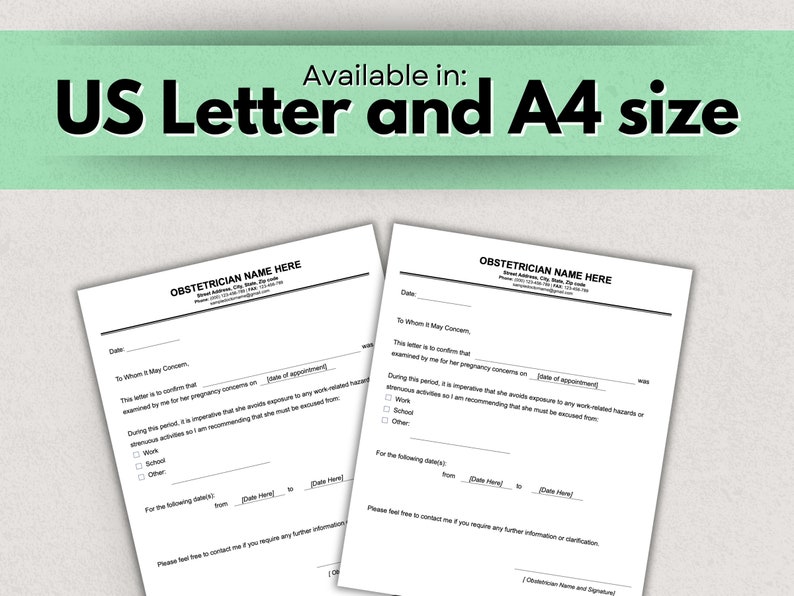 Doctor Excuse Note Template for Obstetrician, Medical Excuse Note ...