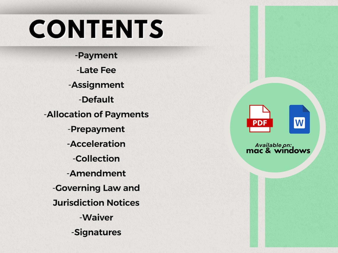 Promissory Note Template for Loans, Promissory Note for Debt Promissory ...