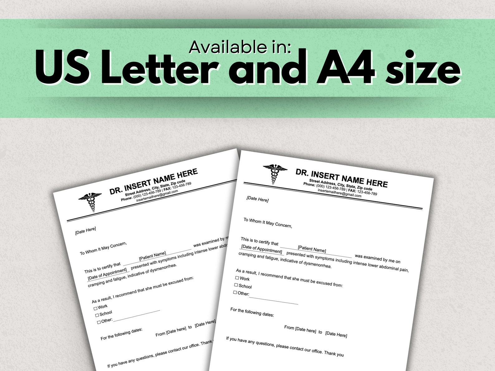 Doctors Excuse Note for Work Editable Physician Excuse Note Sick Leave ...