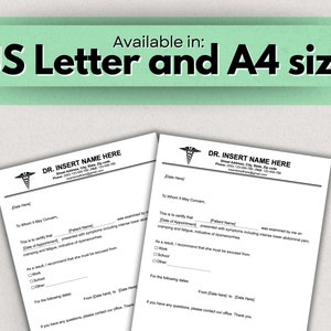 Doctors Excuse Note for Work Editable Physician Excuse Note Sick Leave ...