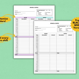 Fluids Intake and Output Record, Fluid Balance Chart, Intake and Output ...
