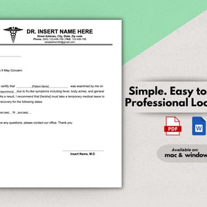 Fillable Doctors Note for Work, Doctor Excuse Note Due to Flu/fever ...