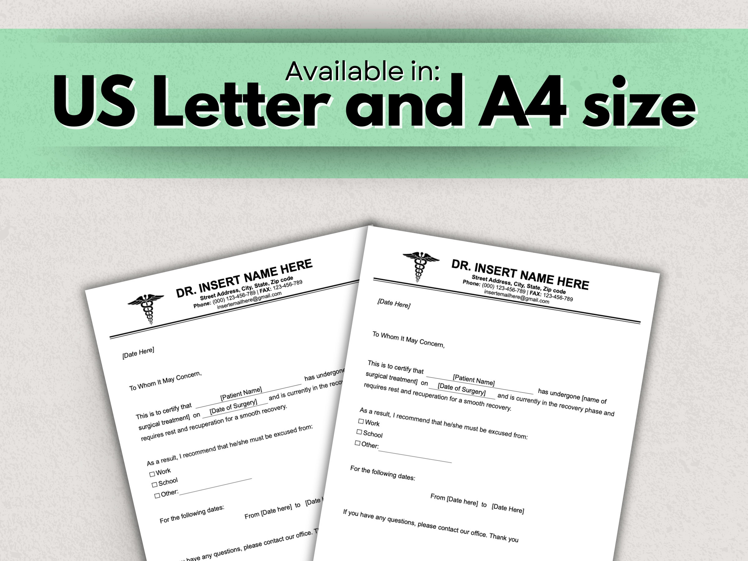 Fillable Doctor Excuse Note Due to Surgery, Doctors Note for Work ...