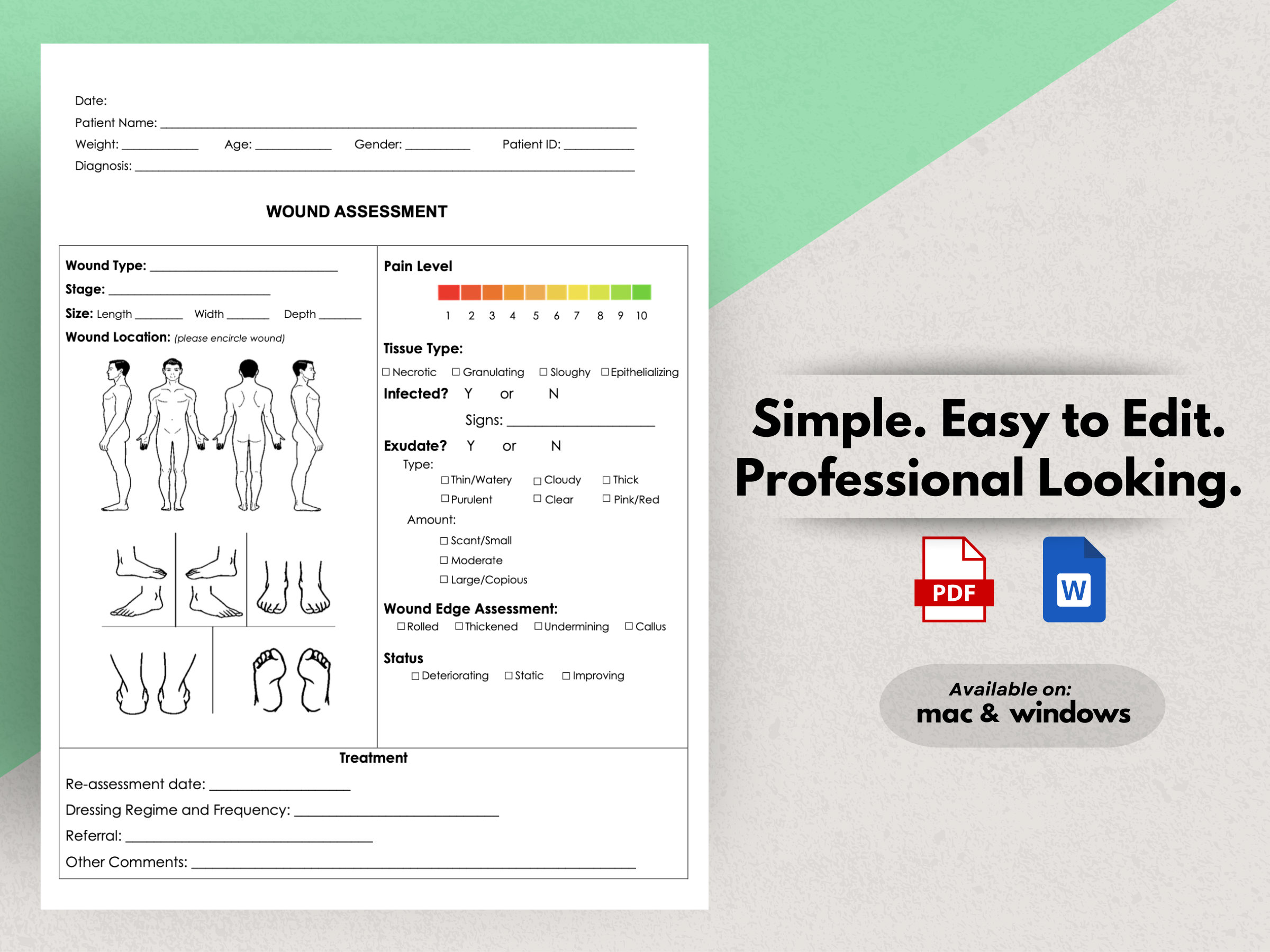 Wound Care Assessment Sheet, Pressure Ulcer Skin Integrity Assessment ...