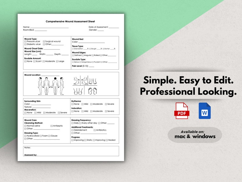 Wound Assessment Sheet, Pressure Ulcer Skin Integrity Assessment Nurse ...