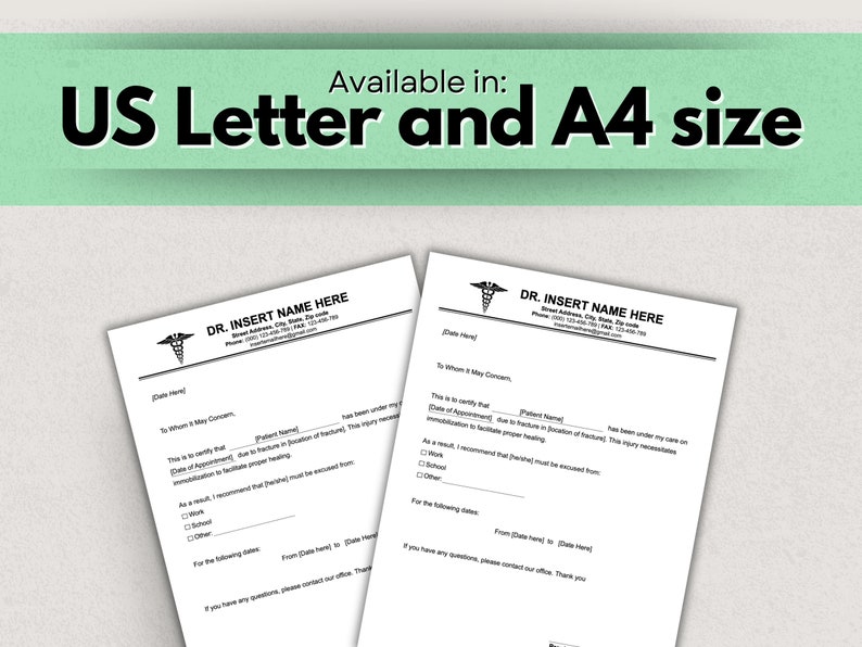 Fillable Doctors Note for Work, Doctor Excuse Note Due to Fracture ...