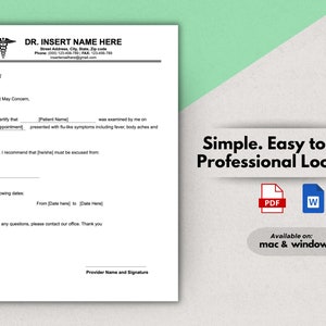 Fillable Doctor Excuse Note Due to Fever, Doctors Note for Work, Doctor ...