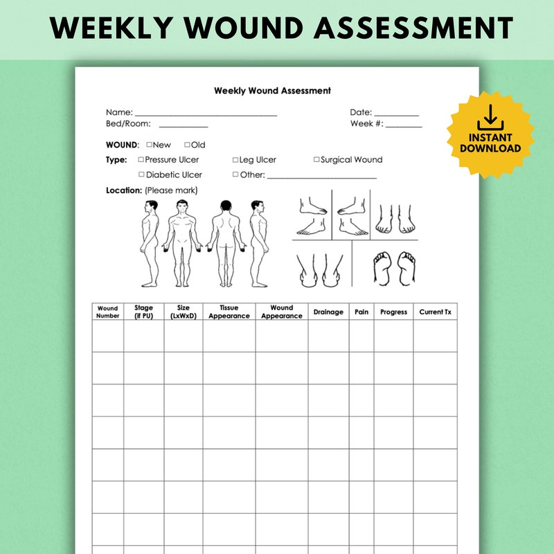 Printable Wound Assessment - Etsy