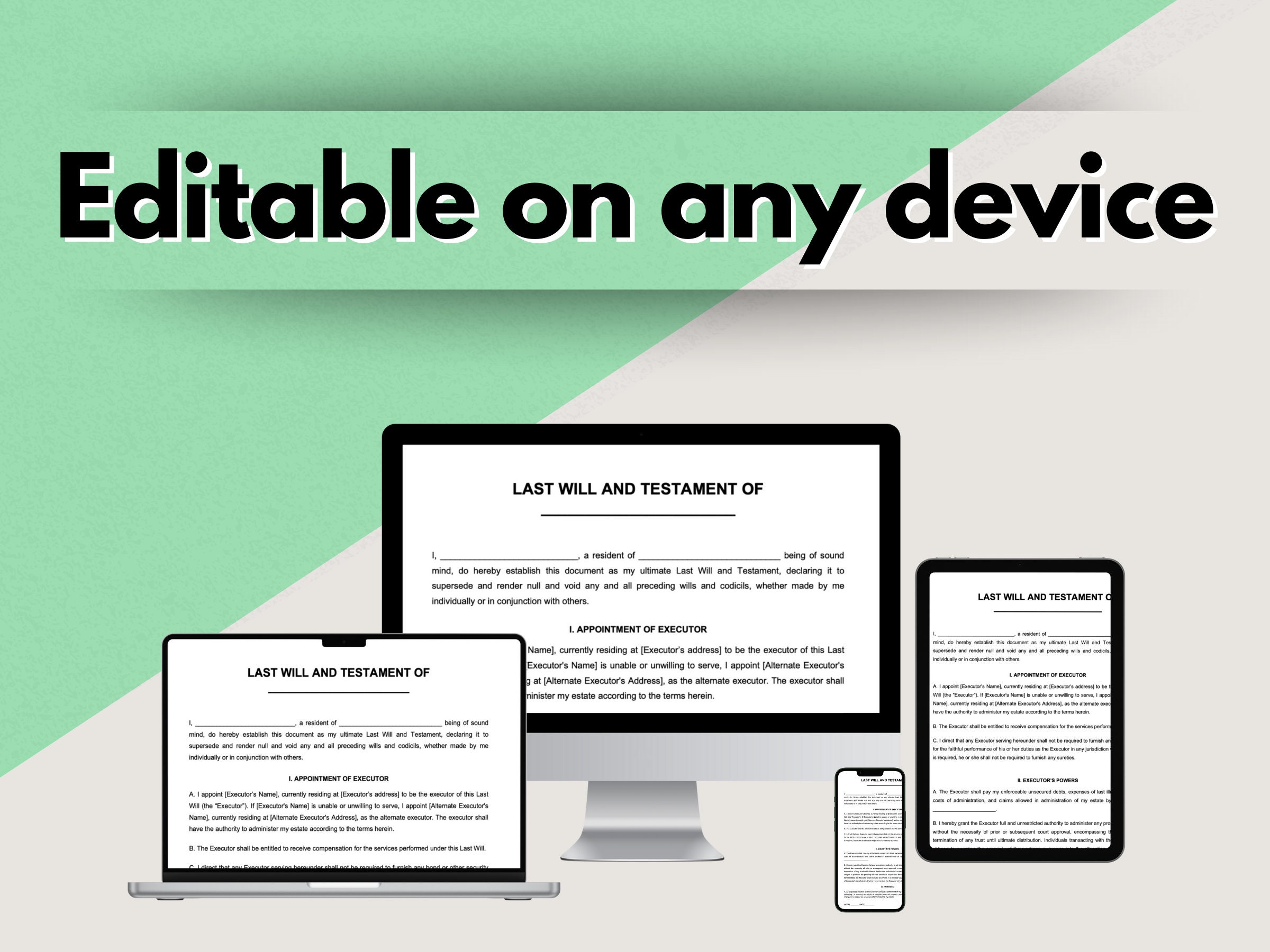 Editable Last Will and Testament Template Legal Document Estate ...