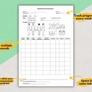 Weekly Wound Assessment Sheet: Nurse Report (PDF & Word) - Etsy