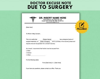 Fillable Doctors Note for Work, Doctor Excuse Note Due to Flu/fever ...