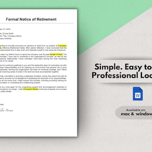 Editable Retirement Letter Template: Professional Resignation ...