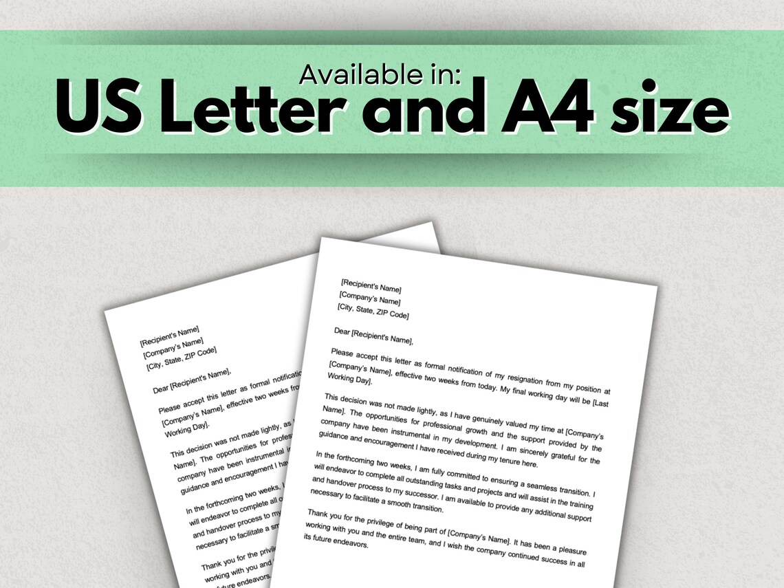Notice Letter, Two Weeks Notice Letter, Resignation Letter Template ...