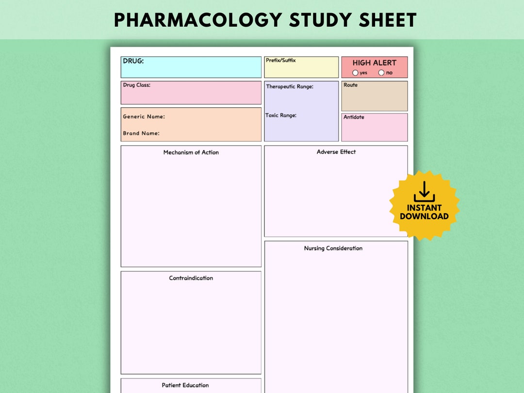 Printable Pharmacology Template for Nursing Student Drug Card Template ...