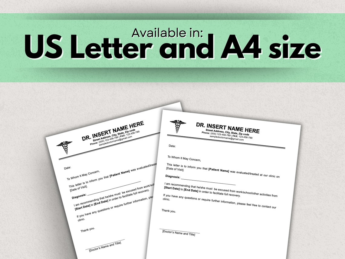 Editable Urgent Care Doctor Note for Work & School, Doctor Excuse Note ...