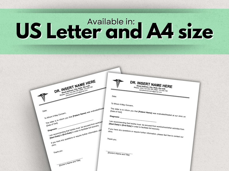 Editable Urgent Care Doctor Note for Work & School, Doctor Excuse Note ...