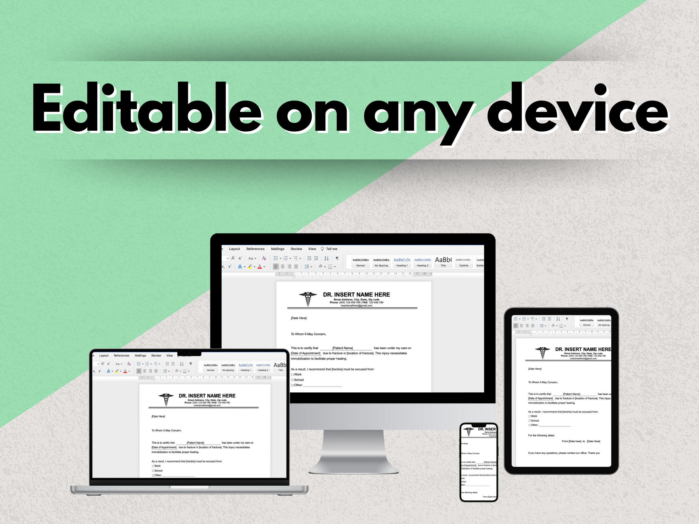 Fillable Doctors Note for Work, Doctor Excuse Note Due to Fracture ...