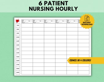 Nurse Hourly To-do Planner, 6 Patient Medication, Nursing Shift Planner ...