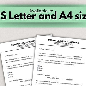 Dermatology Excuse Note Template Dermatologist Doctor Medical Excuse ...