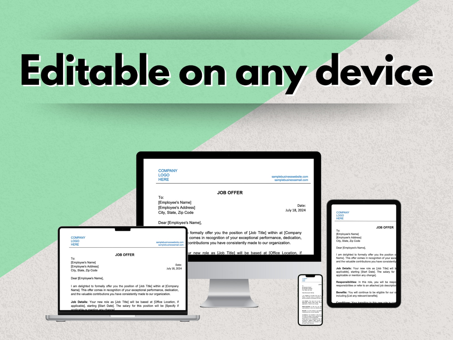 Professional Job Offer Letter Template: Editable US Letter (microsoft ...