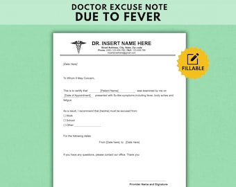 Fillable Doctors Note for Work, Doctor Excuse Note Due to Fracture ...