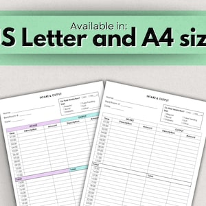 Fluids Intake and Output Record, Fluid Balance Chart, Intake and Output ...