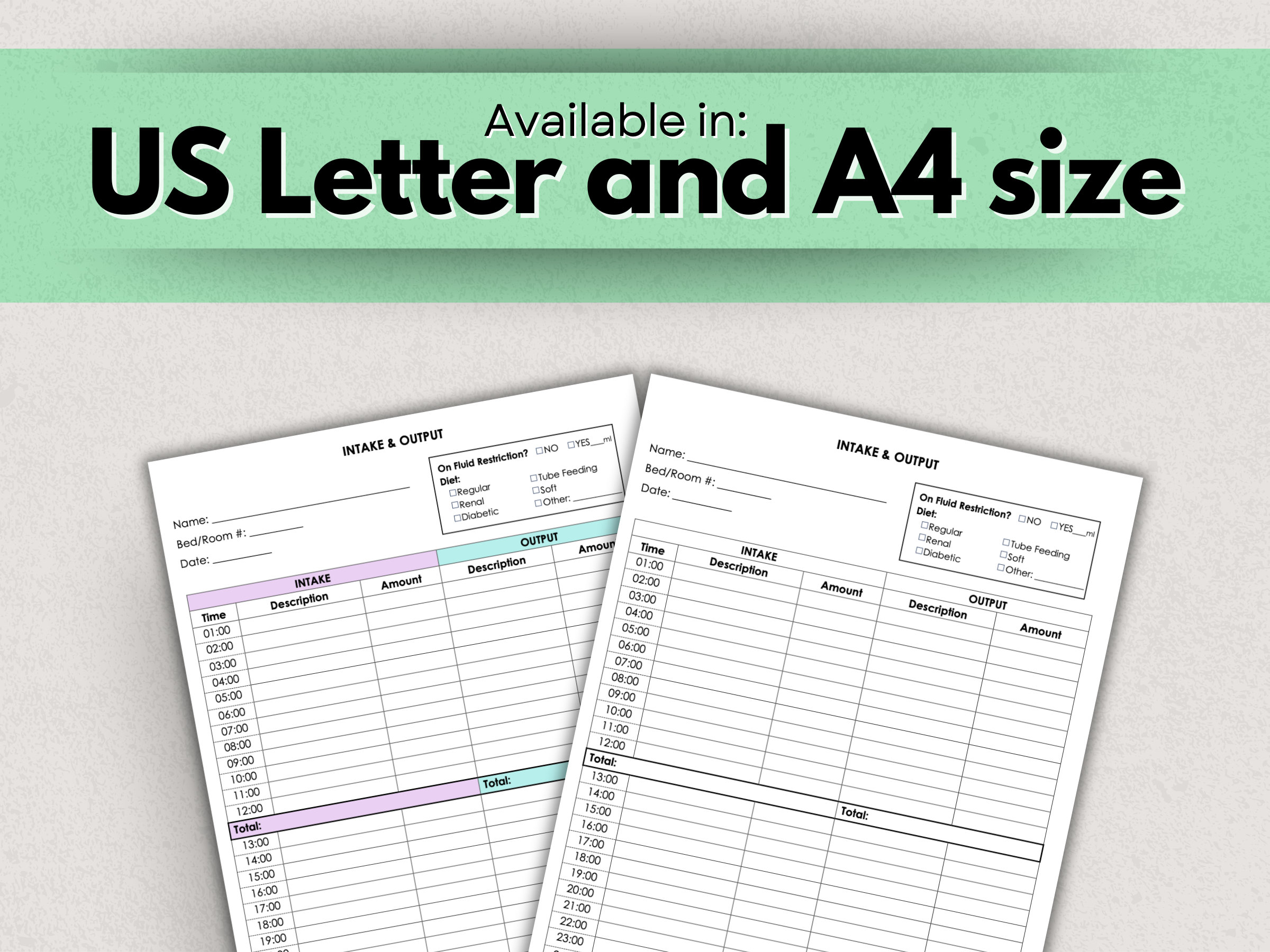 Fluids Intake and Output Record, Fluid Balance Chart, Intake and Output ...
