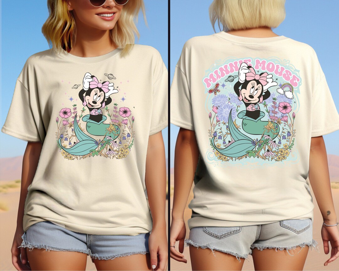 Minnie Mermaid Shirt, Disney Summer Floral Shirt, Summer Vacation Shirt ...